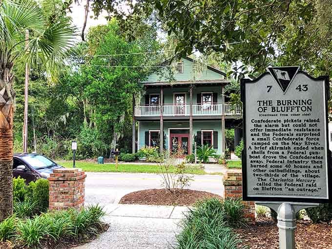 History doesn't whisper in Bluffton, it speaks clearly from every moss-draped tree and weathered historical marker on the street.