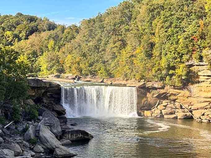 Water crashes over rocks with the kind of power that makes you respect nature's ability to put on a show.