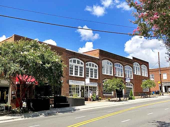 Those arched windows and outdoor seating under the trees create the perfect spot for people-watching with purpose.
