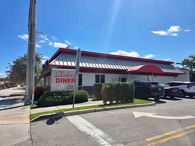 Lester's Diner stands at the corner looking steady and reliable, like a good friend who's always there for you.