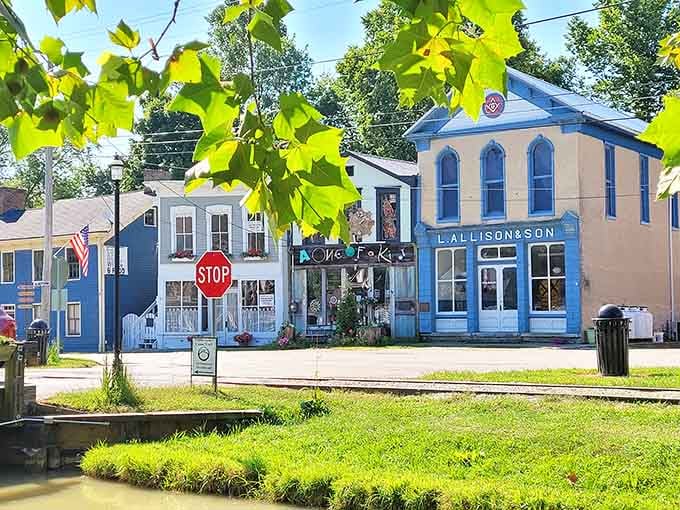 Grape leaves frame these pastel storefronts where the pace is slow, the smiles are genuine, and stress simply evaporates.