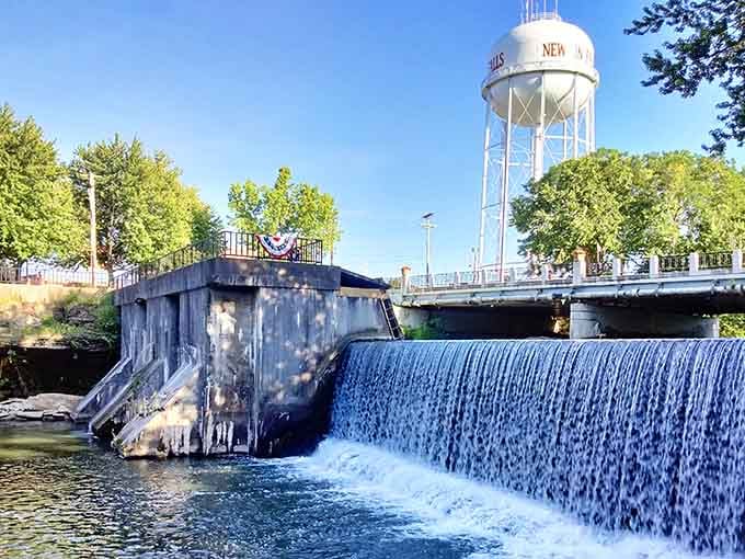 That rushing waterfall beside the Newton Falls water tower is the kind of backyard view money can't buy.