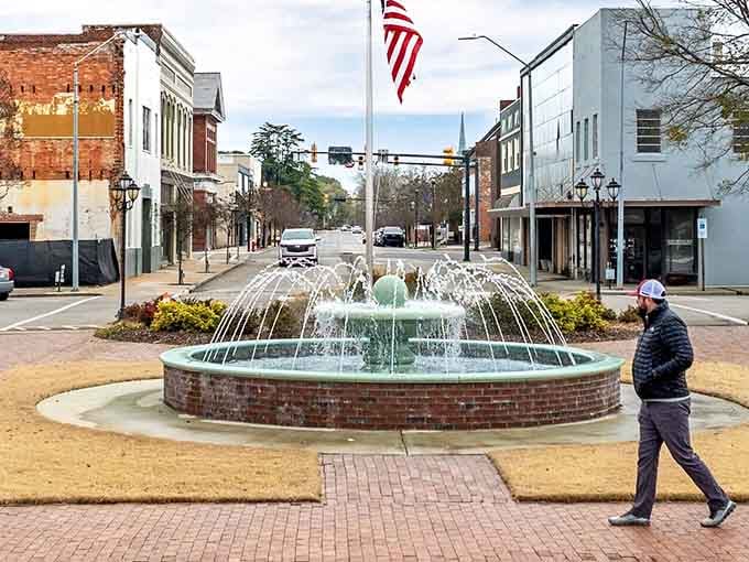 That sparkling fountain at Rockingham town center is the kind of landmark that makes you want to slow down and stay awhile.