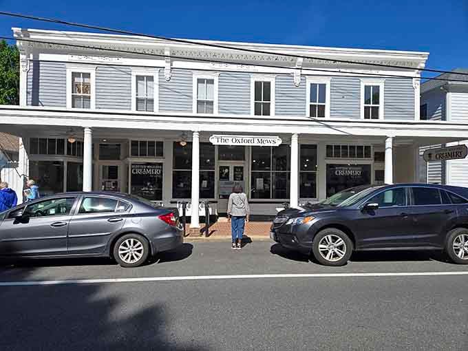 The Oxford Mews building's graceful white columns and covered porch make Scottish Highland Creamery feel like a genuinely civilized destination.
