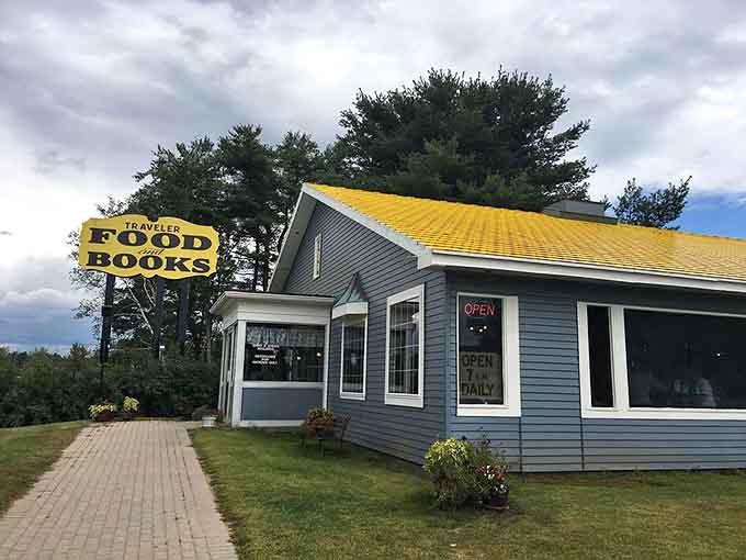 Open seven days, good food inside, and that golden roof glowing under stormy skies — yes, please.