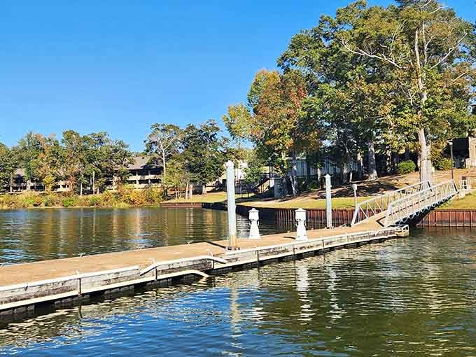 From the water, Lakepoint's lodge and floating dock look like the kind of lakeside retreat you'd never want to check out of.