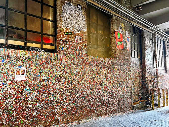 Layer upon layer of chewed gum creates a texture so wild and vivid it almost looks like modern abstract painting up close.