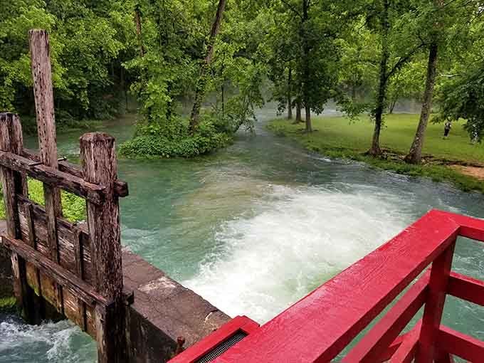 Standing on the mill deck watching that spring water rush below is a view worth every mile driven.