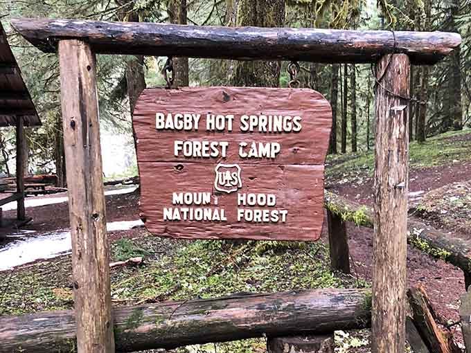 The sign says it all: Mount Hood National Forest's most beloved hidden treasure lives right here.