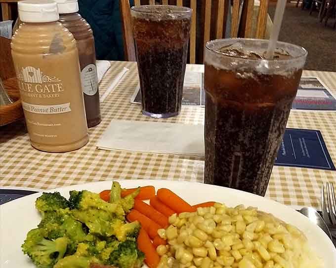 Even the vegetables here look happy, and that Blue Gate peanut butter jar is coming home with you.