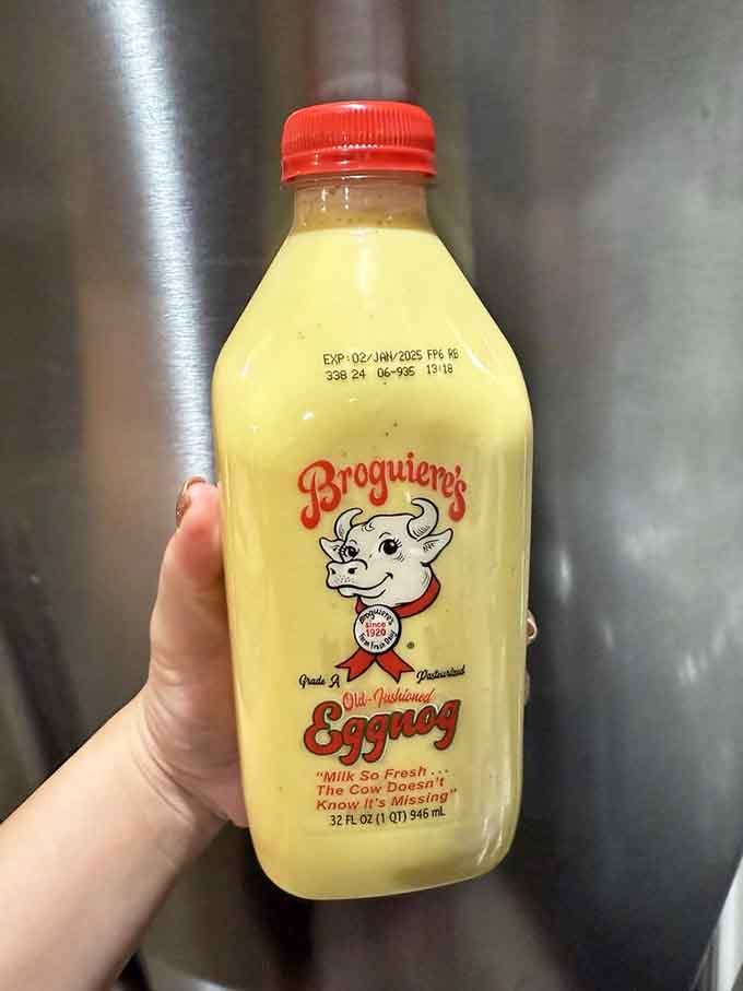 Broguiere's Old-Fashioned Eggnog in a glass bottle is the holiday season's most underrated upgrade. Your December just got considerably better.