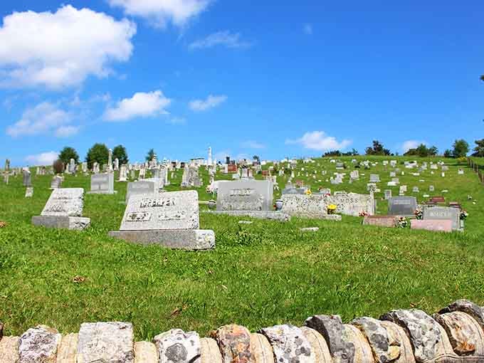 The cemetery sits on a hillside where generations rest surrounded by views that never get old, literally or figuratively.