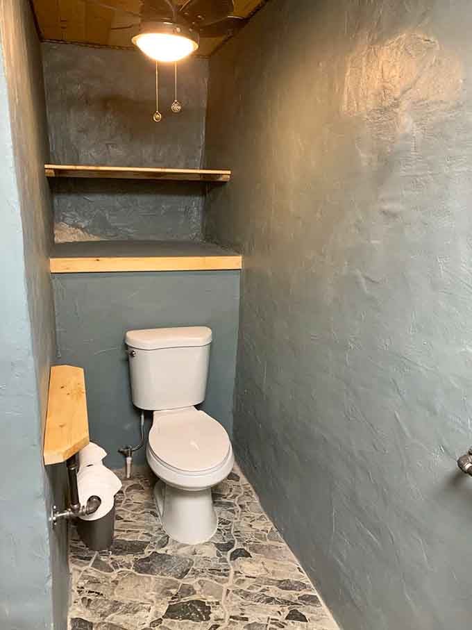 The most unique powder room you'll ever visit, complete with natural stone flooring that's millions of years old.