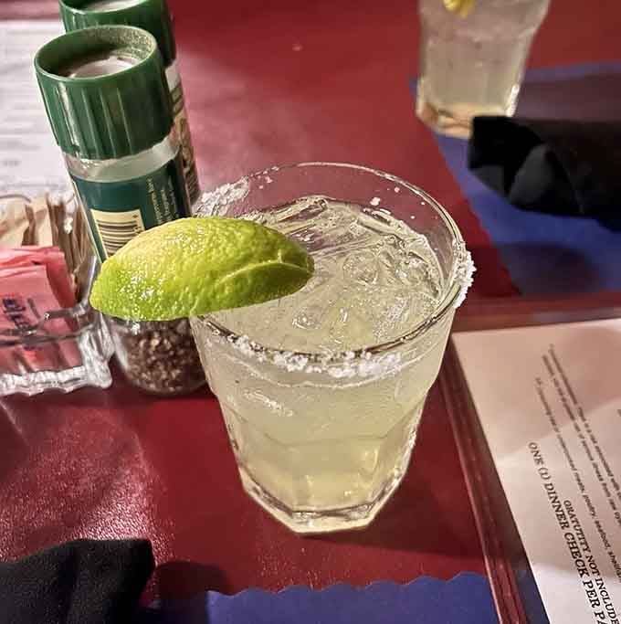 A cold margarita with a salted rim, because every great island adventure deserves an equally great drink to go with it.