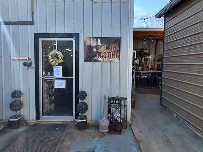 The tasting room entrance welcomes you like an old friend who happens to have excellent wine inside.
