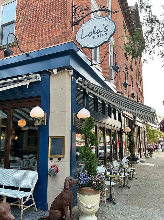 Lola's Bistro, looking like a Parisian dream that somehow landed perfectly on an Ohio sidewalk. Nobody's complaining.