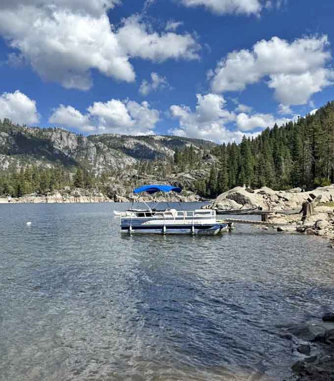 Nearby Pinecrest Lake offers a completely different water experience, perfect for those who prefer their swimming without the cold shock.