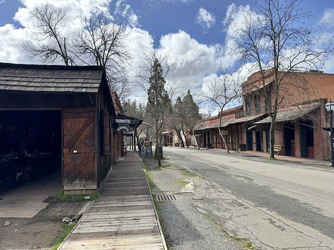 Wooden boardwalks, brick facades, and a street so quiet you can almost hear the 1850s thinking.