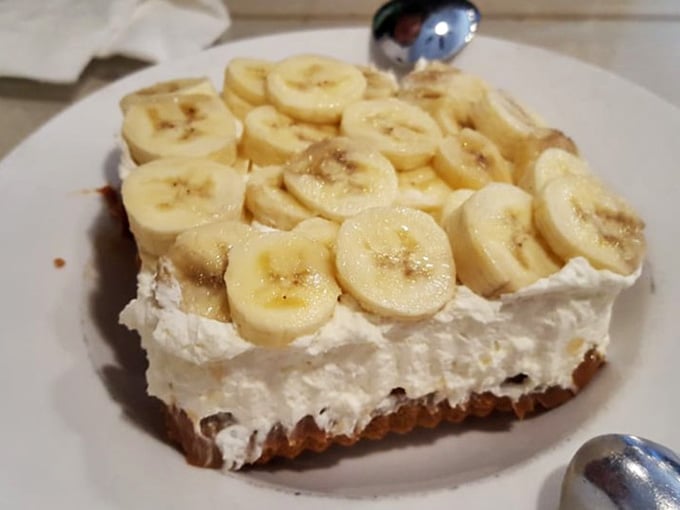 Banoffee pie topped with fresh banana slices delivers that perfect sweet ending your meal absolutely deserves.