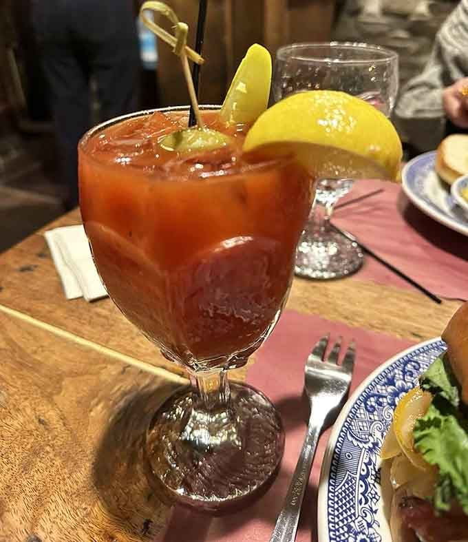 A Bloody Mary in a candlelit colonial tavern feels historically inaccurate and completely perfect at the same time.