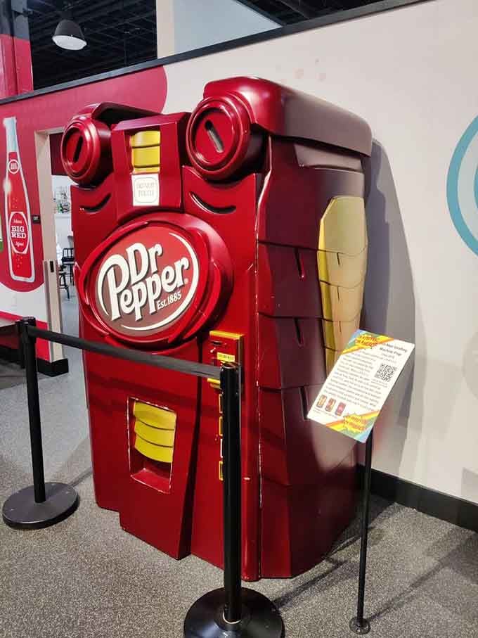 This oversized Dr Pepper vending machine prop is basically the museum's way of saying, "Yes, we're serious about fun here."
