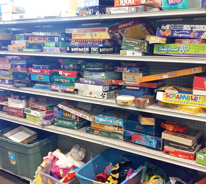 Board games stacked floor to ceiling, from Clue to Trivial Pursuit, family game night just got a serious and affordable upgrade.