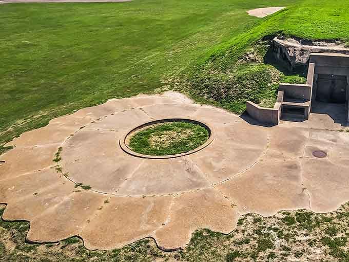 That circular ring in the concrete once held something powerful enough to stop a warship in its tracks.