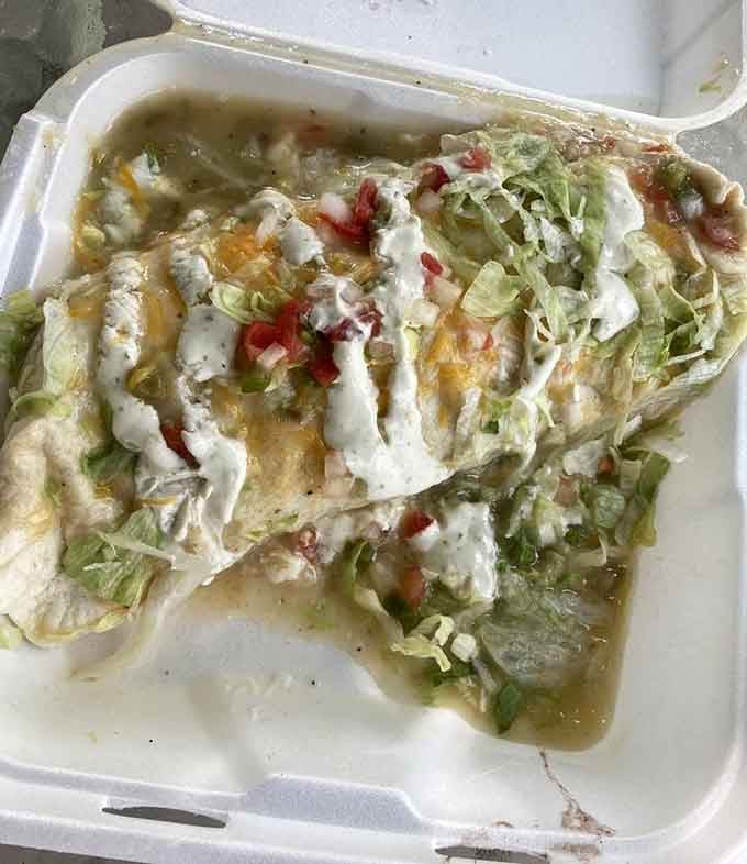 Smothered, sauced, and completely serious about flavor, this burrito means business from the very first bite.
