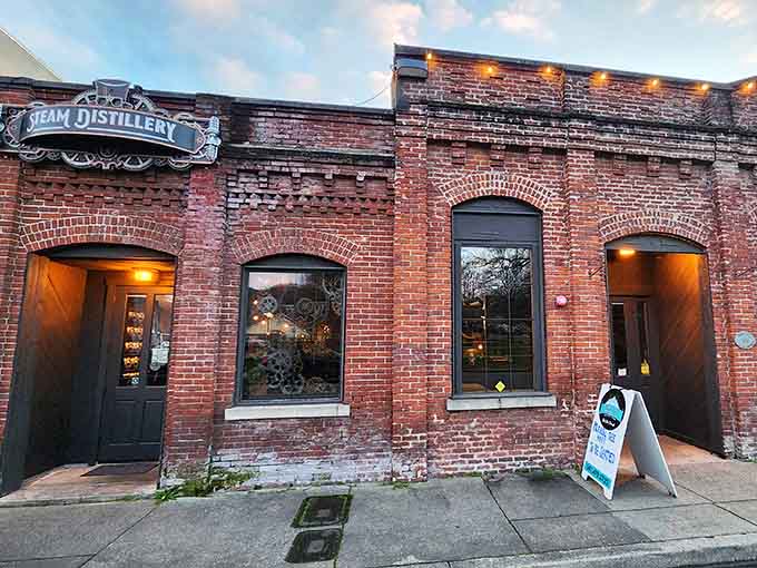 Steam Distillery's brick facade and moody lighting say, "Come in, something interesting is happening in here."