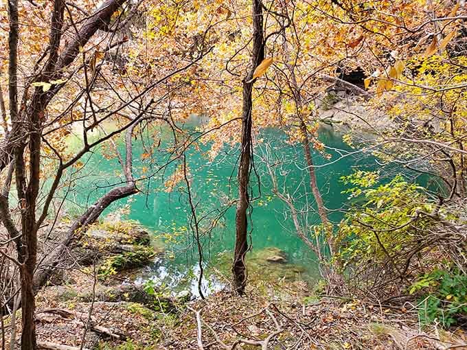 That emerald water looking so impossibly green you'll check your phone settings thinking the saturation's broken.