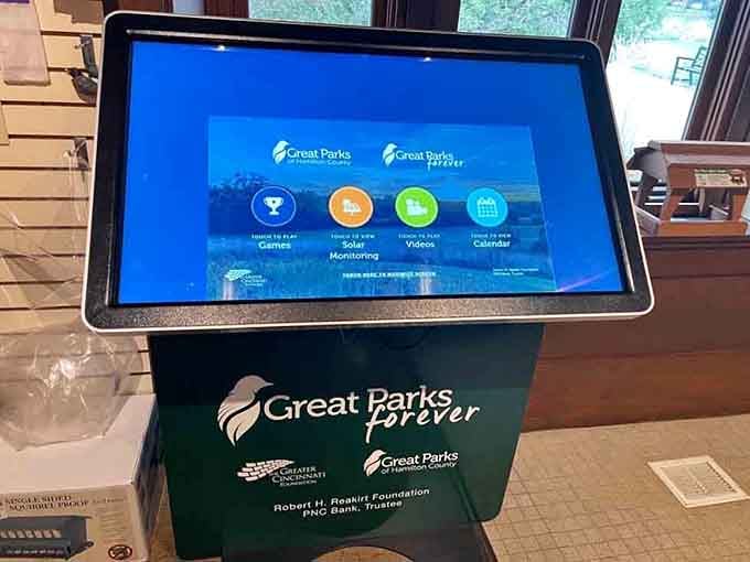 Even the visitor center kiosk is thoughtfully designed, Great Parks of Hamilton County doesn't cut corners anywhere.