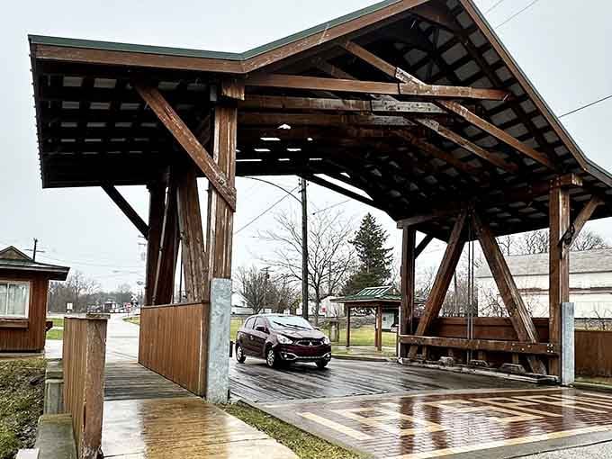 Yes, cars can drive through it too. Eighteen feet of record-breaking road, and it handles traffic just fine.