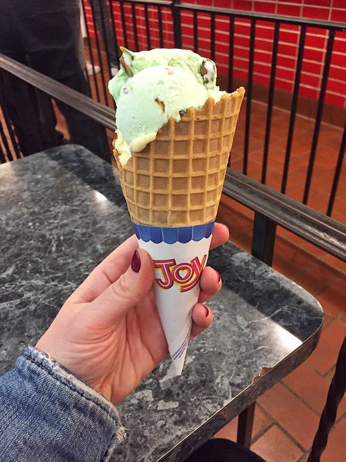 That mint chocolate chip scoop is so green and gorgeous it almost looks too good to eat. Almost.