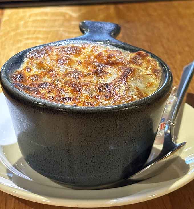 That golden, bubbling cheese crust on the French onion soup deserves its own round of applause tonight.