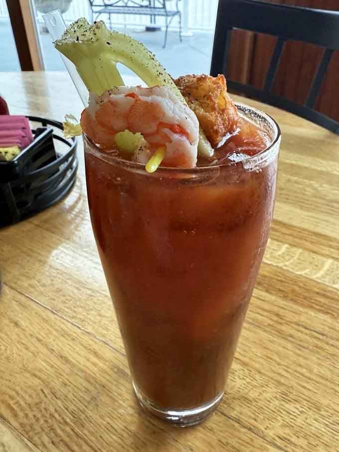 A Bloody Mary garnished with shrimp and pickles is basically brunch's way of showing off.