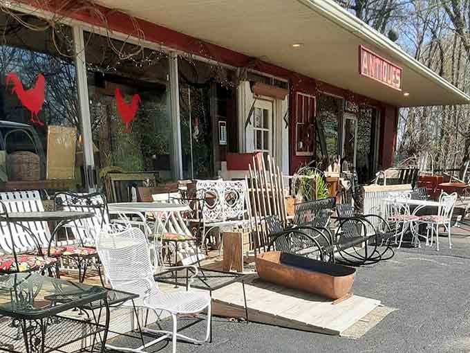 The Rusty Rooster antiques shop: where someone else's old treasure becomes your new favorite conversation piece.