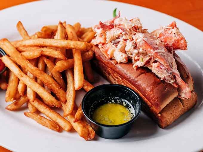 Chilled lobster, warm buttered bun, crispy fries, the lobster roll here is a genuine Minnesota plot twist.