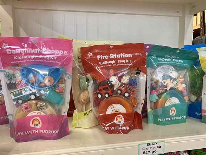 KidDough play kits on the shelf, because even the youngest visitors deserve something worth getting excited about.