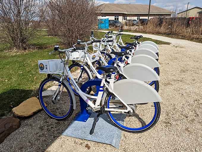 Bikes ready and waiting, because some adventures are better experienced at a pace slower than your daily commute.