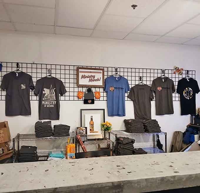 Grab some Ministry merch and take home a reminder of the day you drank beer in church.
