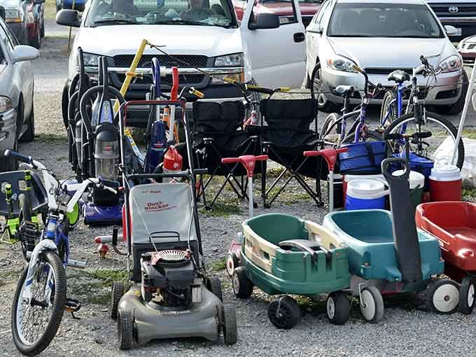 Lawn mowers, bicycles, wagons, and vacuums gathered together like a neighborhood garage sale decided to go professional.