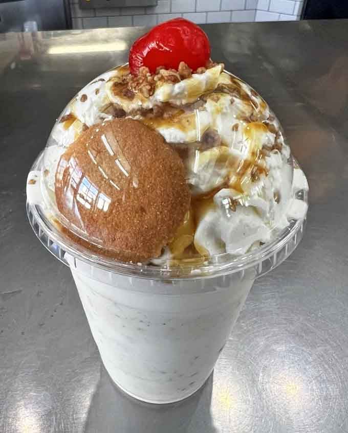 That butterscotch pralines milkshake isn't just dessert, it's a full commitment to finishing your Coney Island afternoon on the highest possible note.