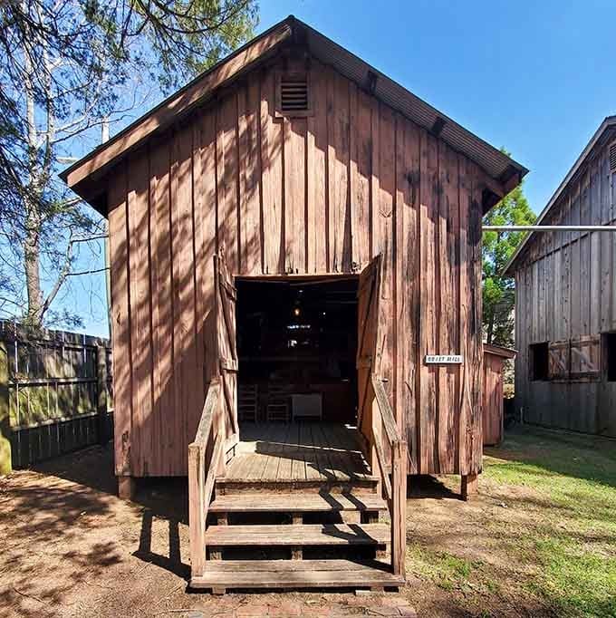 The Grist Mill's rough-hewn walls and wide-open doors practically dare you to step inside and explore.