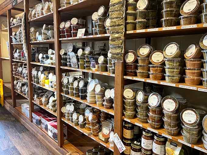 Floor-to-ceiling shelves packed with spices and herbs. Your weeknight dinner just got a serious promotion.
