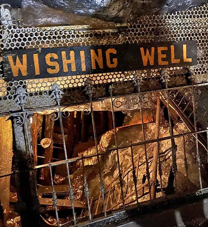 Even 400 feet underground, someone thought to add a wishing well. Toss a coin and dream big.