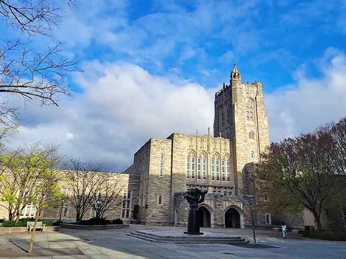 This chapel's stained glass could make even the most devoted couch potato consider attending a Sunday service.