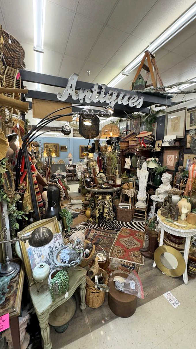 Statues, rugs, lamps, and layered textures. This booth is what happens when great taste meets serious collecting.