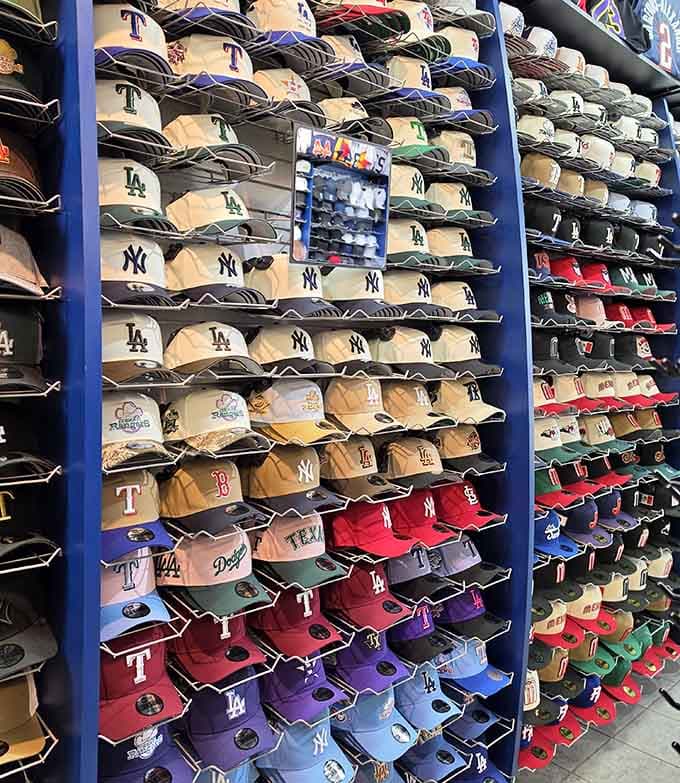 Baseball caps create a wall of team spirit and style, offering shade for your head and pride for your wallet.