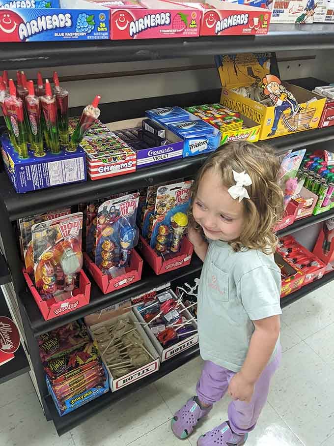 Even the youngest visitor knows a good thing when they see it, and this little one clearly approves of the selection.