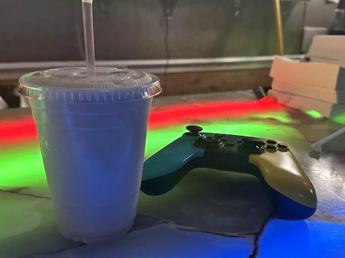 That electric blue drink looks like it came straight from a sci-fi movie, in the best possible way.